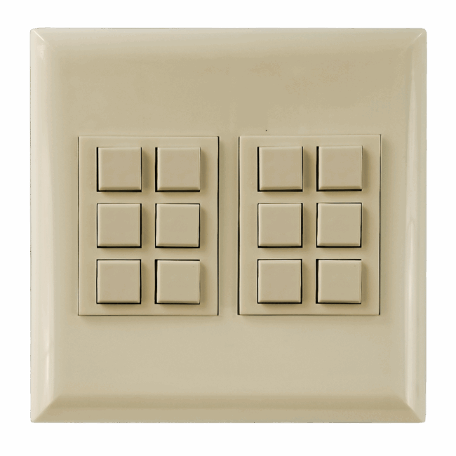 Classic Series 12 Button Ivory 2 Gang Wall Switch - Touch-Plate ...